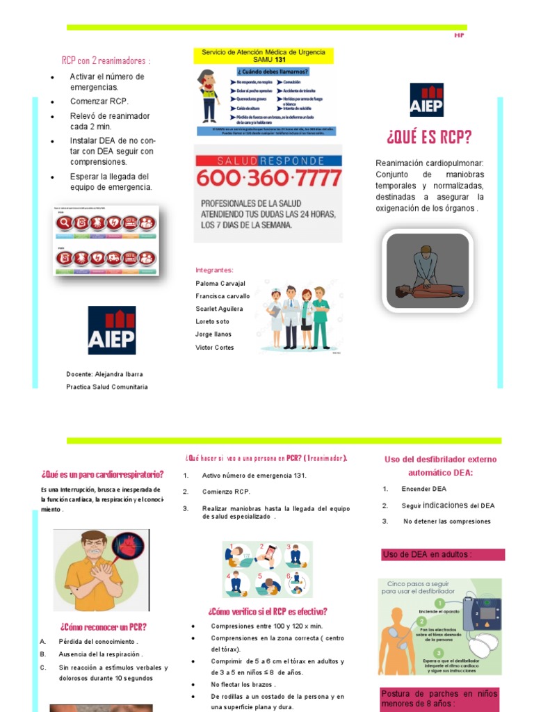 Triptico RCP Terminadp | PDF | Reanimación cardiopulmonar | Medicina Interna