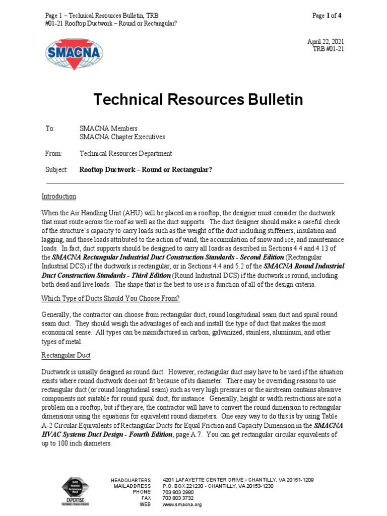 Rooftop Ductwork: Round vs Rectangular | PDF | Duct (Flow) | Roof