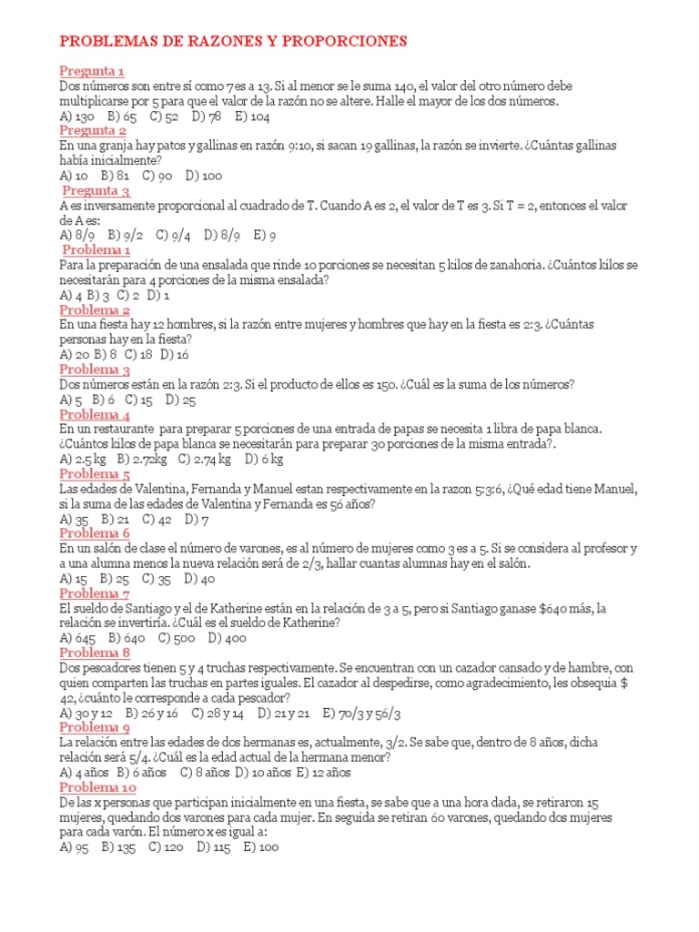 Razones y Proporciones | PDF