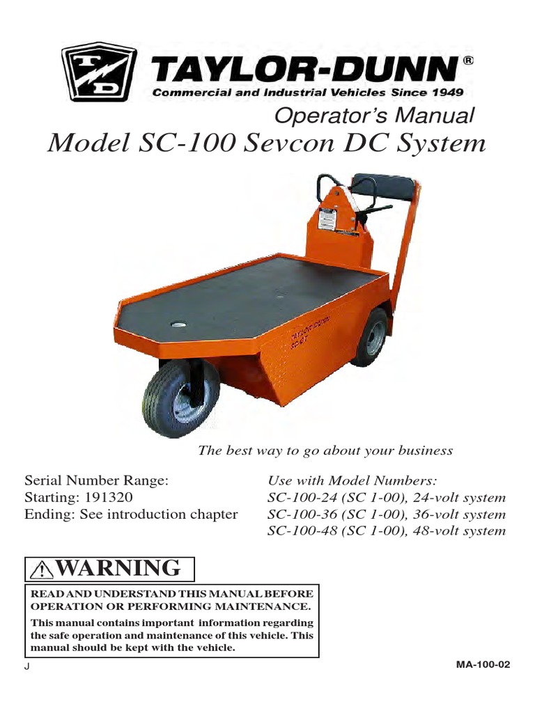 Model SC-100 Sevcon DC System: Operator's Manual | PDF | Vehicles | Truck