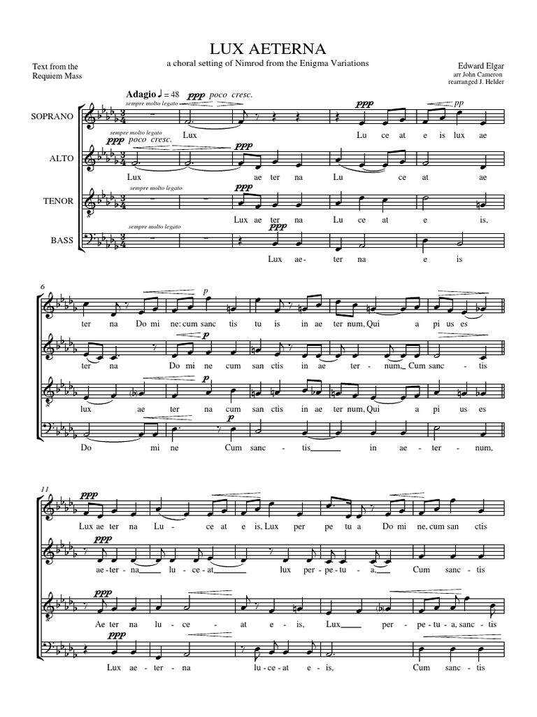 Elgar - Lux Aeterna Satb 02 Complete | PDF | Choral Music | Edward Elgar