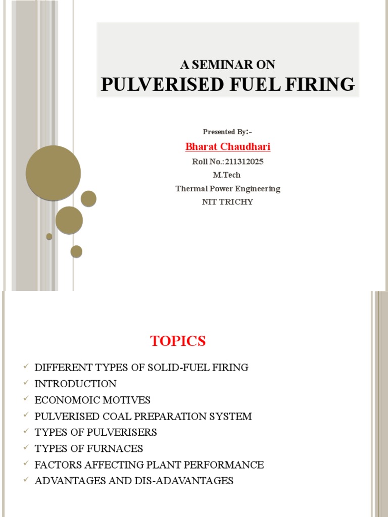 Pulverised Fuel Firing: A Seminar On | PDF | Mill (Grinding) | Energy ...