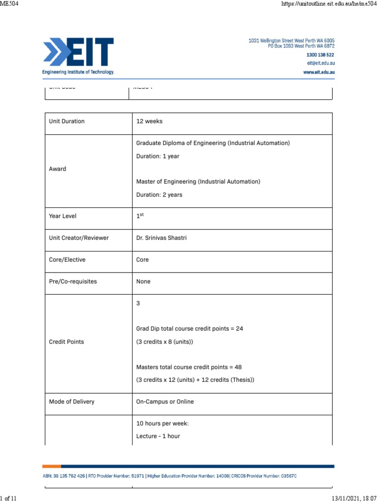 ME504 | PDF | Engineering | Instrumentation