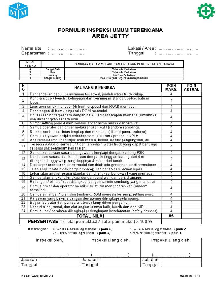 FM - HS - 017 - Inspeksi Lokasi Jetty | PDF