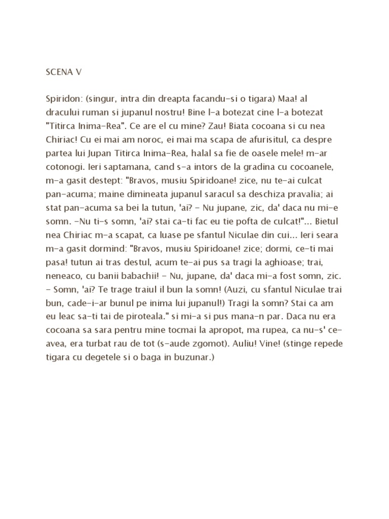 Monologul Lui Spiridon o Noapte Furtunoasa | PDF