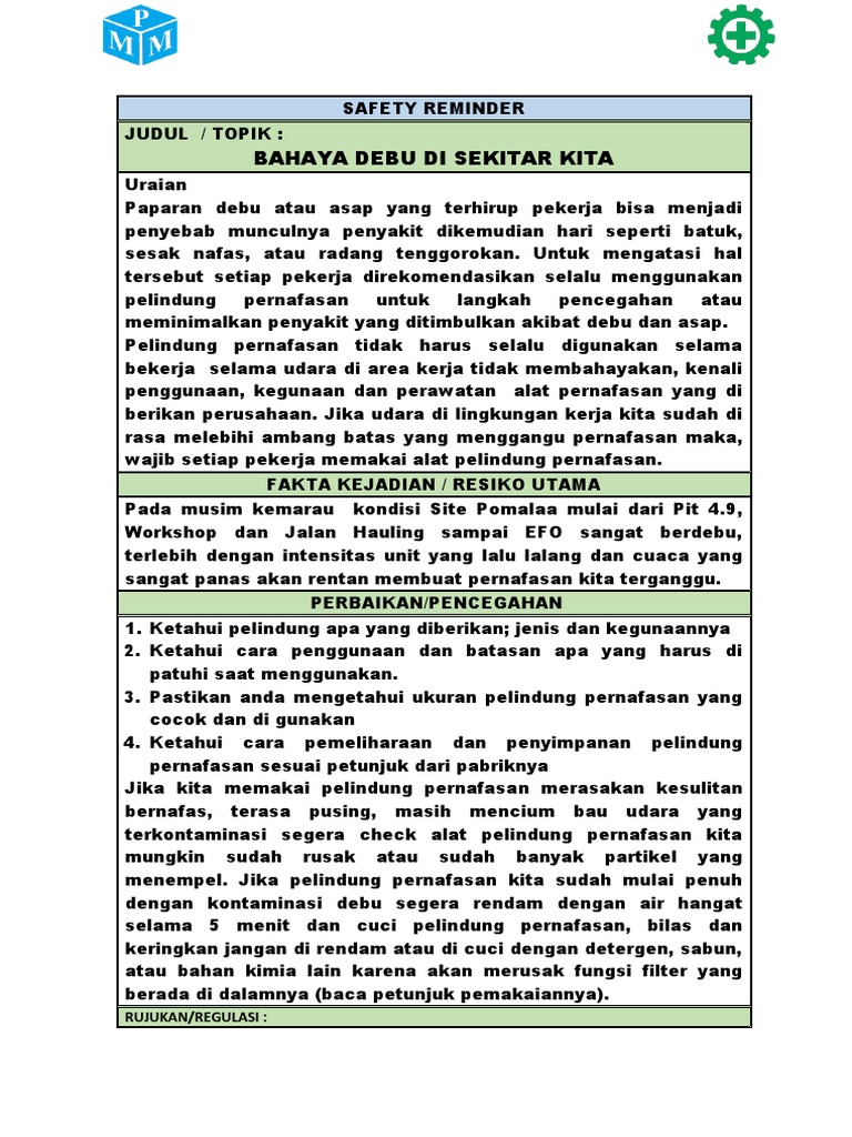 Bahaya Debu Disekitar Kita | PDF