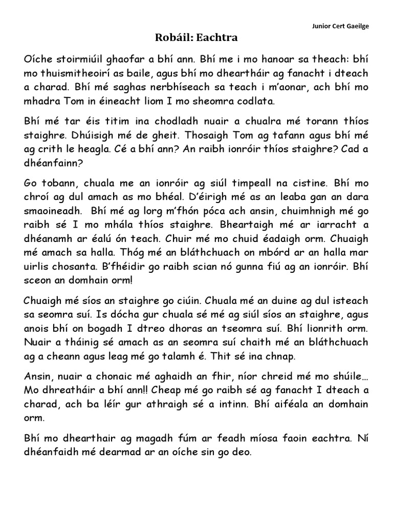 Robáil JC IRISH ESSAY | PDF