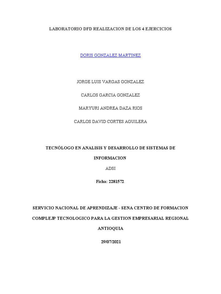 Laboratorio DFD Realizacion de Los 4 Ejercicios | PDF | Algoritmos | Matemáticas