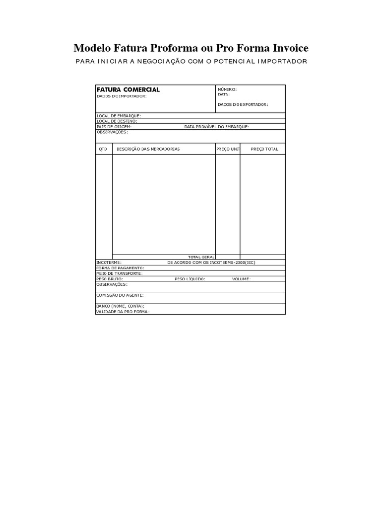 Commercial Invoice Brazil Specimen | PDF
