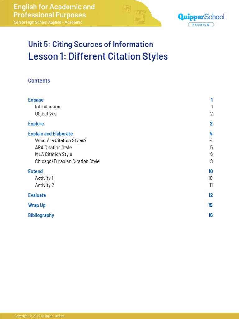 Overview of Major Citation Styles | PDF | Citation | A Manual For ...