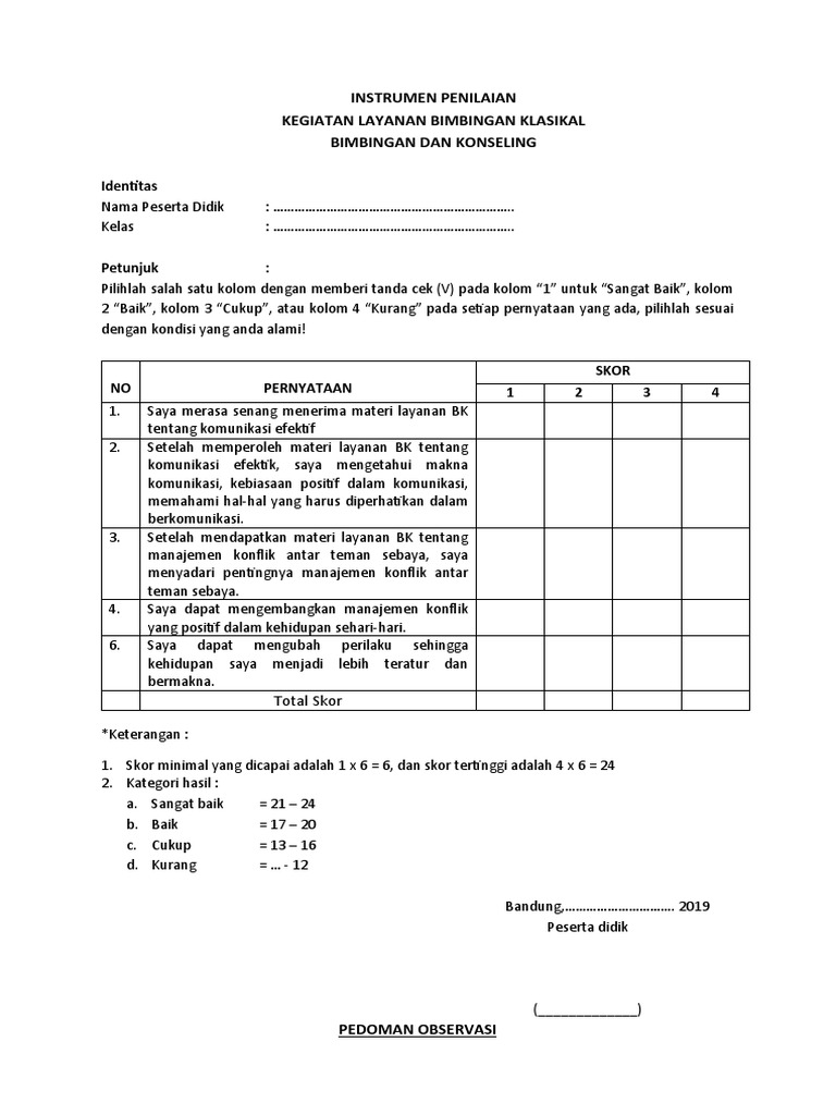 Instrumen Evaluasi - Komunikasi Efektif | PDF