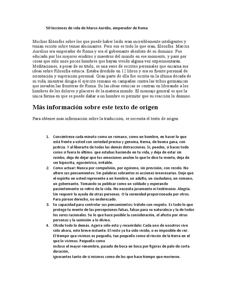 50 Lecciones de Vida de Marco Aurelio | PDF | Marco Aurelio | Alma