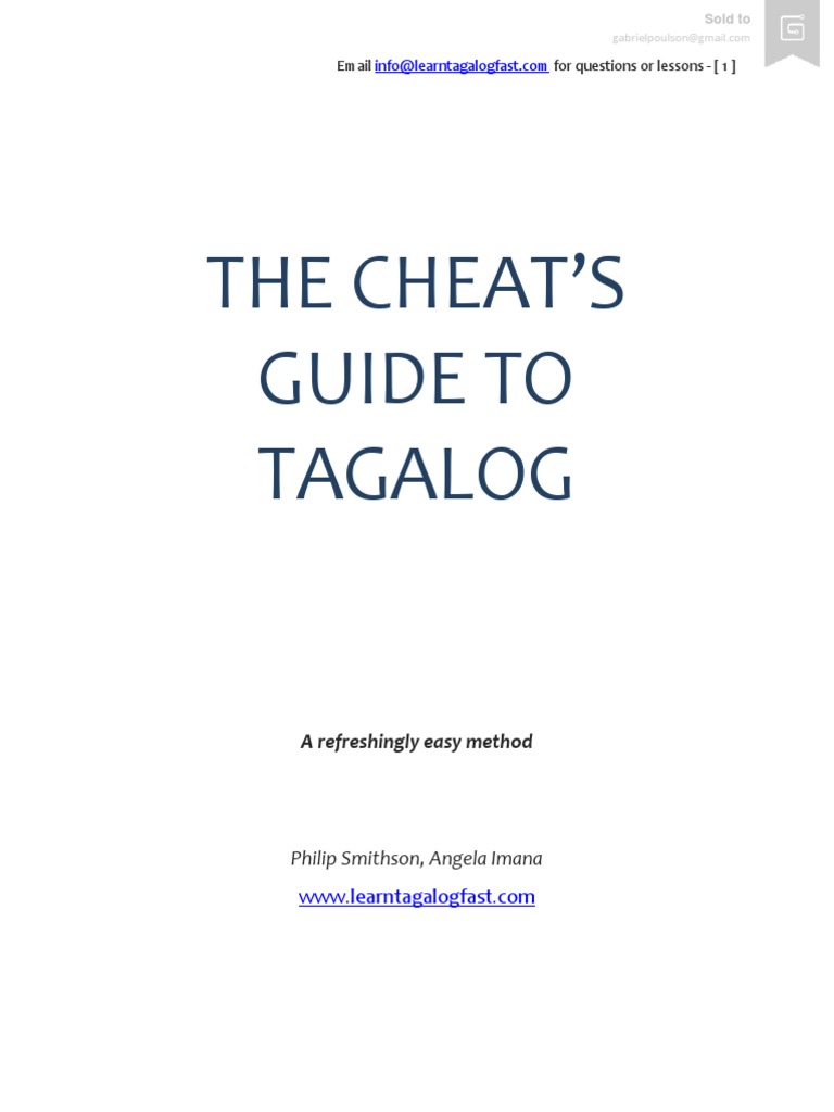 The Cheat's Guide To Tagalog v2.0 | PDF | Grammatical Tense | Verb
