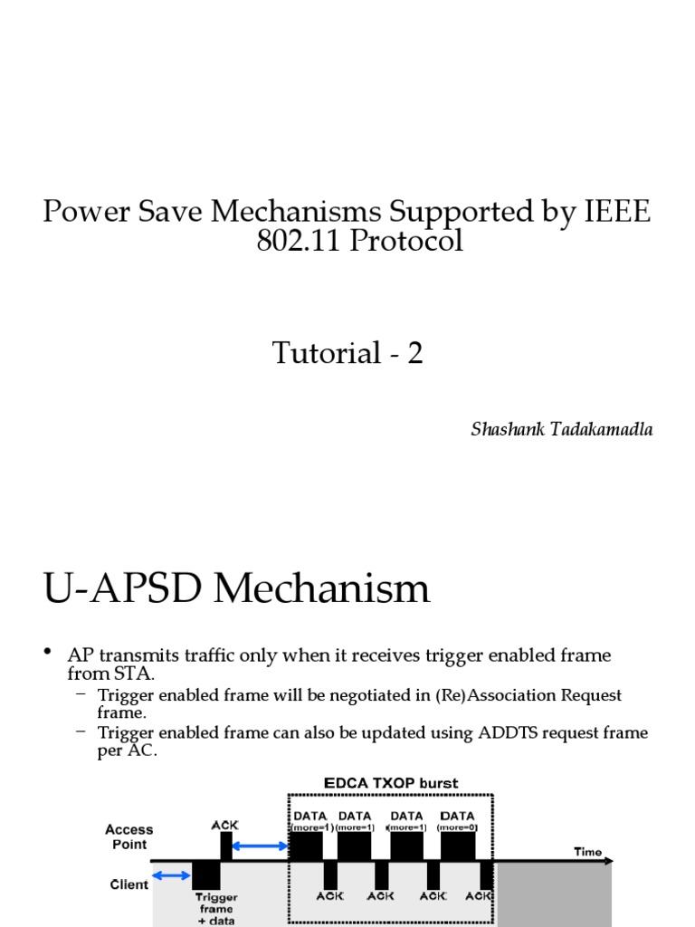 Power Save Mechanisms Supported by IEEE 802.11 Protocol: Shashank Tadakamadla | PDF | Ieee 802. ...