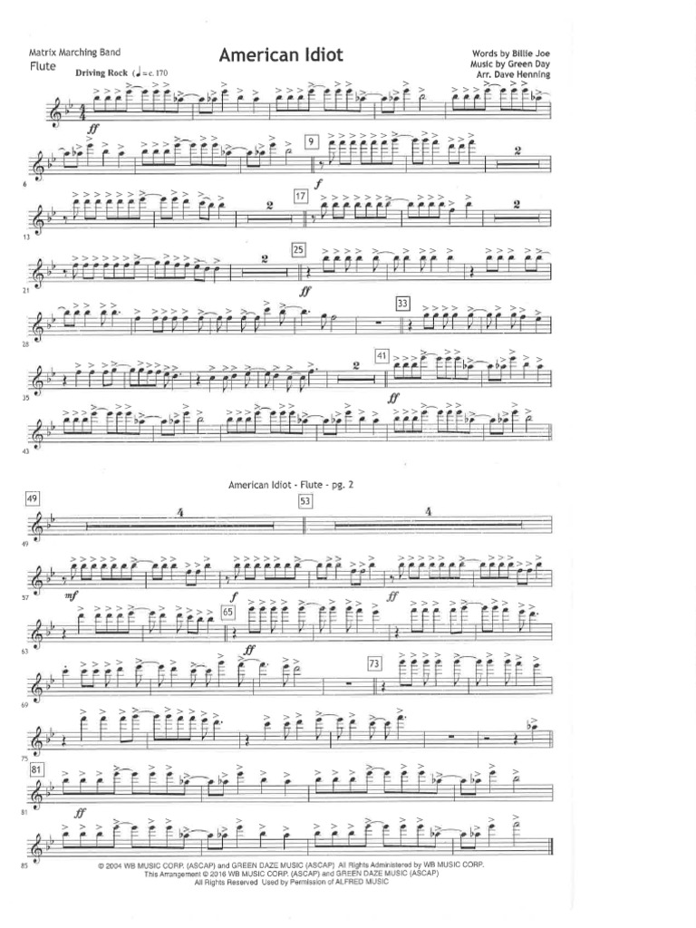 American Idiot Sheet Music | PDF