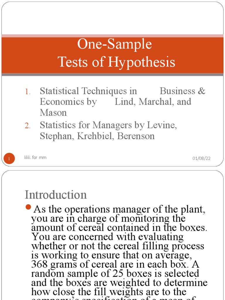 One-Sample Hypothesis Testing Guide | PDF | Statistical Significance ...
