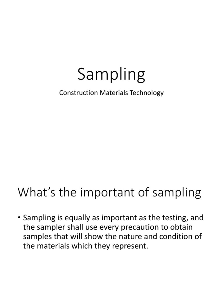 Sampling: Construction Materials Technology | PDF | Sampling ...