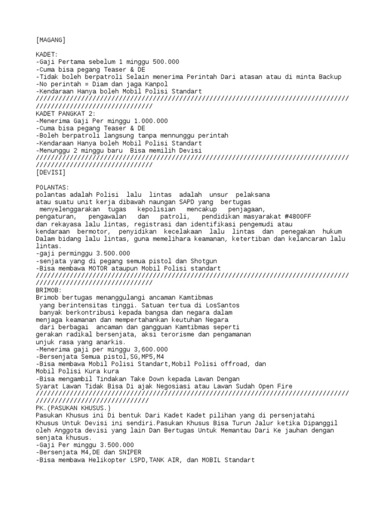 Rules Jabatan LSPD | PDF