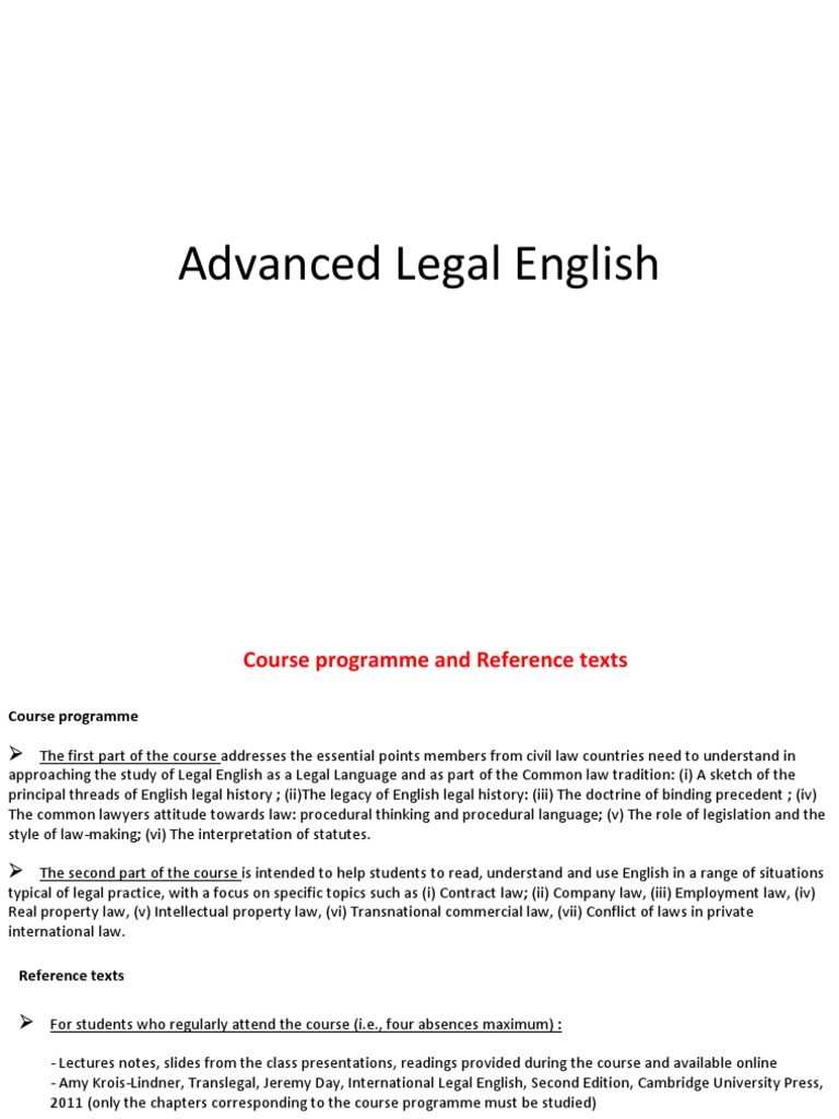 Advanced Legal English 2018-2019 | Download Free PDF | Precedent ...