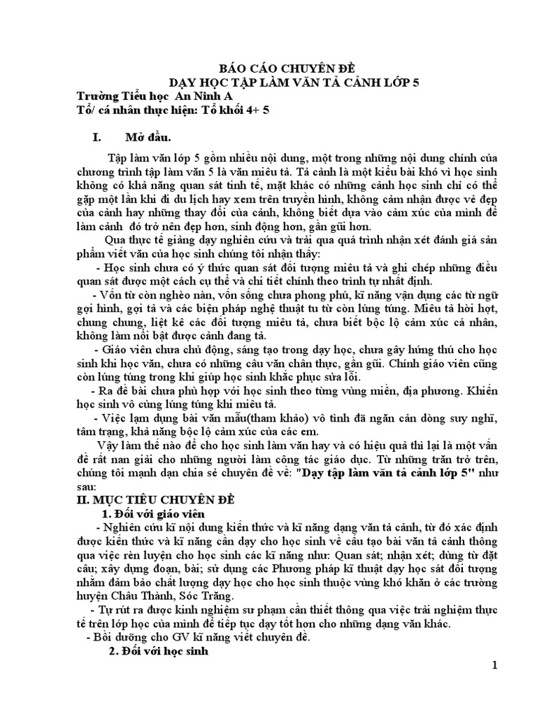 Chuyen de Van Ta Canh - Lop 5 | PDF