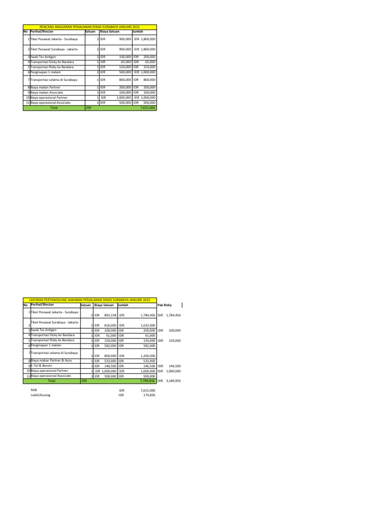 Rab Perjalanan Dinas | PDF
