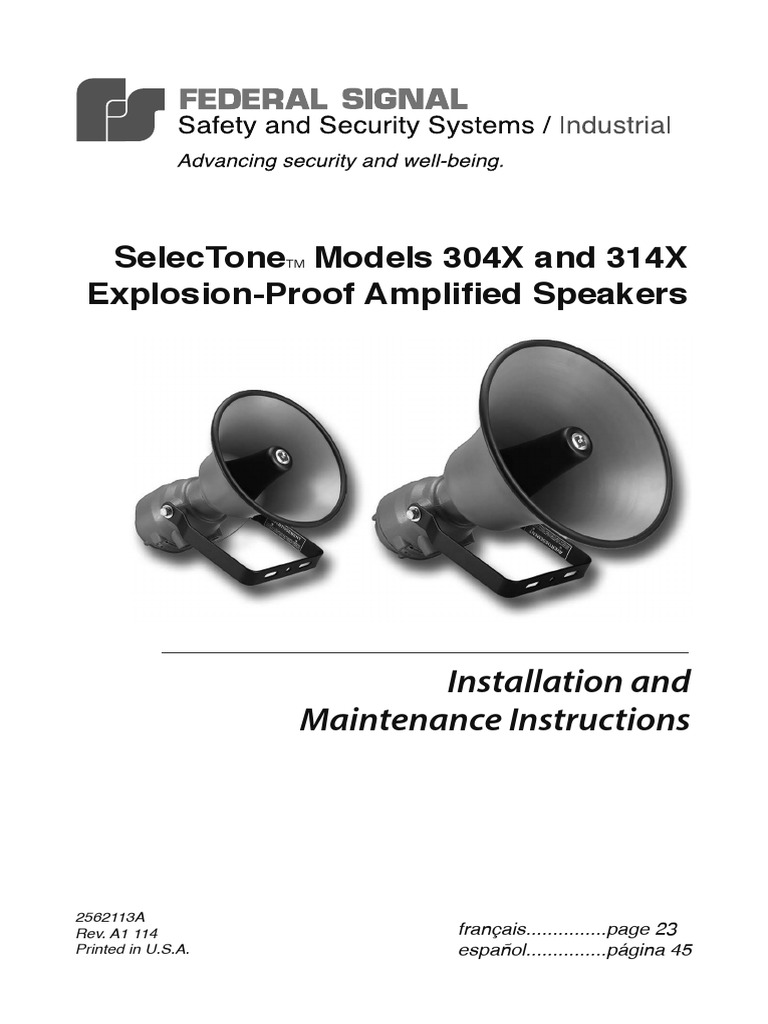 Selectone Models 304X and 314X Explosion-Proof Amplified Speakers | PDF ...