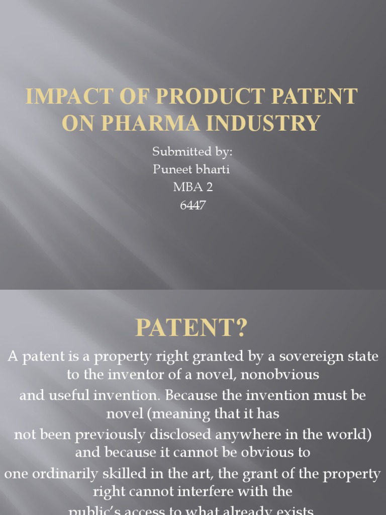 Impact of Product Patent On Pharma Industry | PDF | Patent | Invention