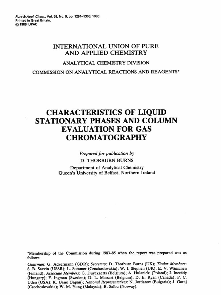 Characteristics of Liquid: Stationary Phases and Column Evaluation For ...