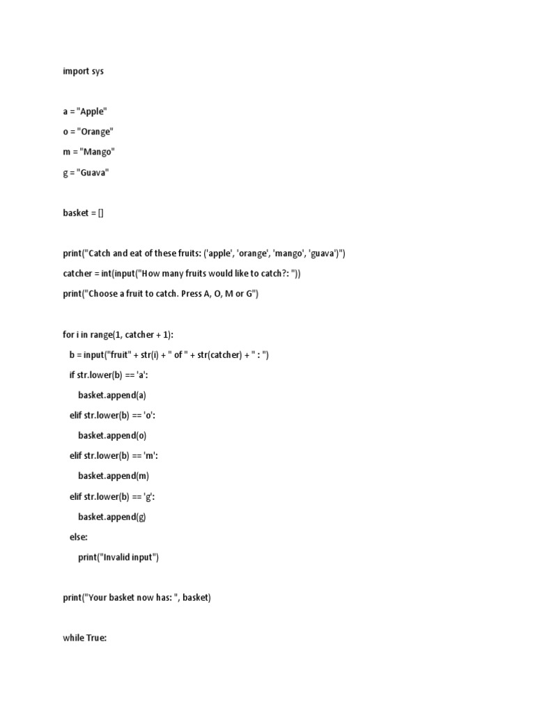 Fruit Catching and Eating Game Code | PDF