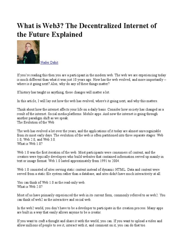 What Is Web3 The Decentralized Internet of The Future Explained | PDF ...