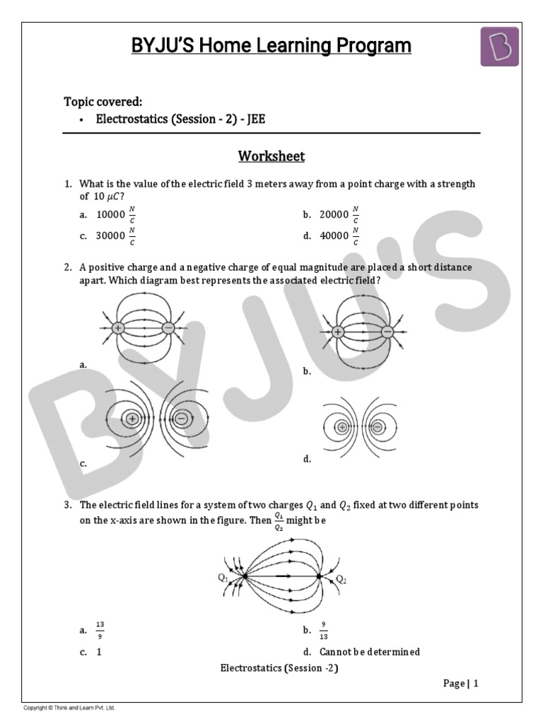 Electrostatics S2 Worksheet April 21 | PDF | Electric Charge | Electric ...