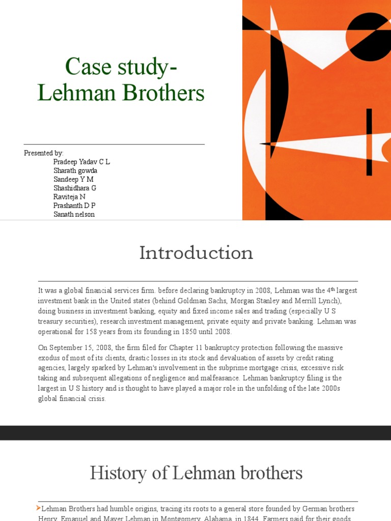 Case Study-Lehman Brothers | PDF | Lehman Brothers | Mortgage Loan