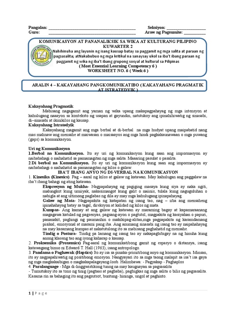 Quarter 2 - WEEK6 7 KPWKP3rd Didtribution | PDF