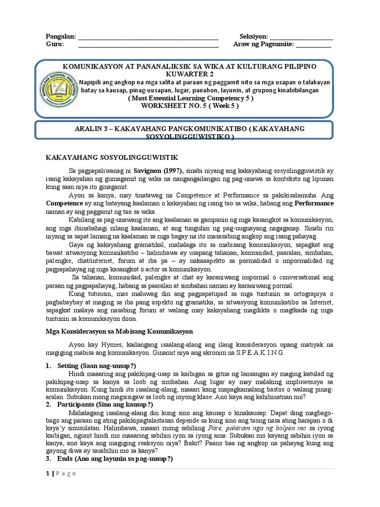 Quarter 2 - WEEK5 - KPWKP 2nd Distribution | PDF