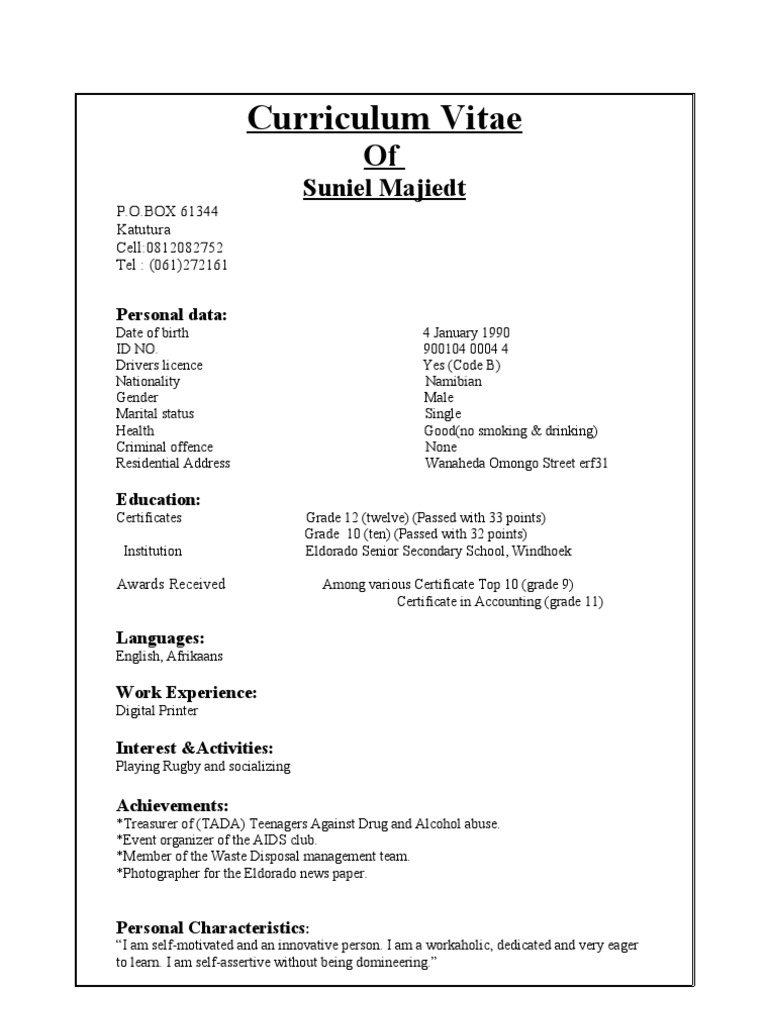 C V | PDF | Namibia | Business