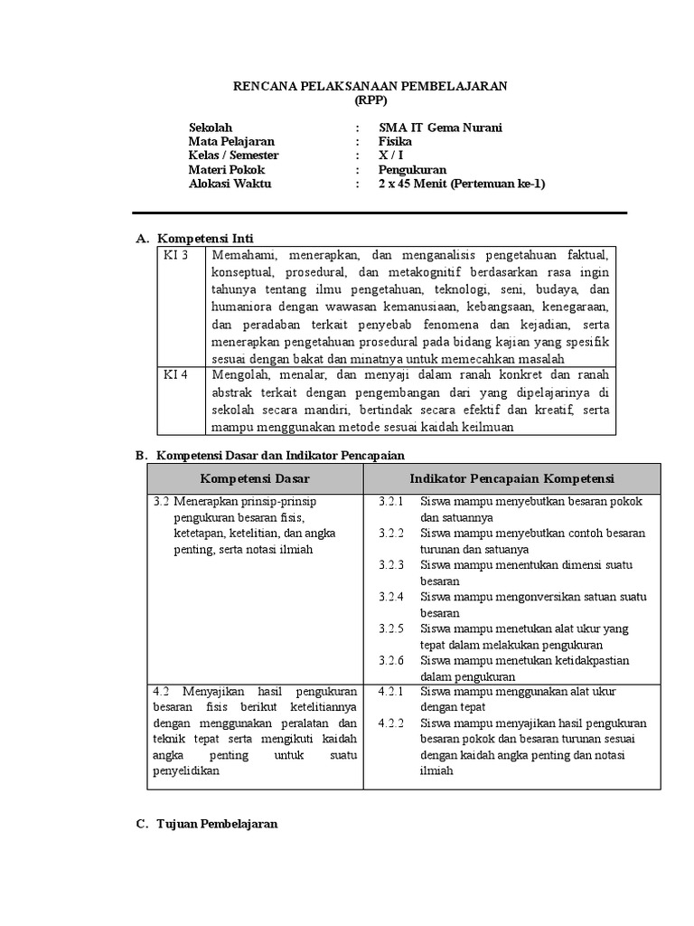 RPP Pengukuran | PDF