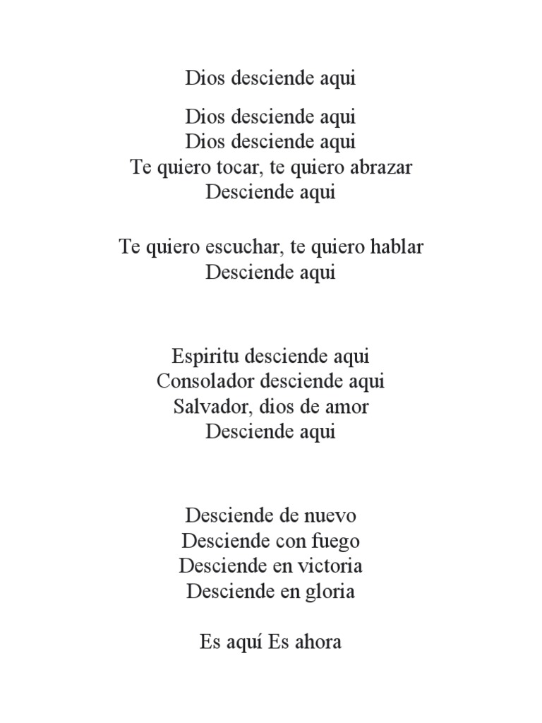 Letra Dios Desciende Aqui | PDF