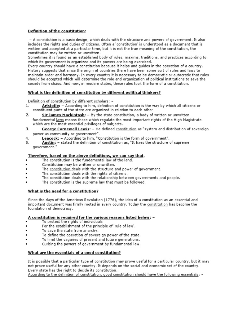 Def. of Constitution and Its Classification | PDF | Constitution | Rights