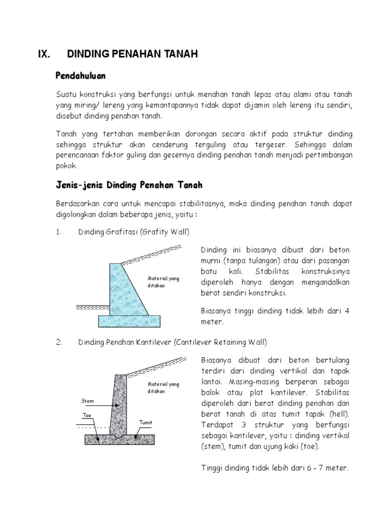 Desain dan Stabilitas Dinding Penahan Tanah | PDF