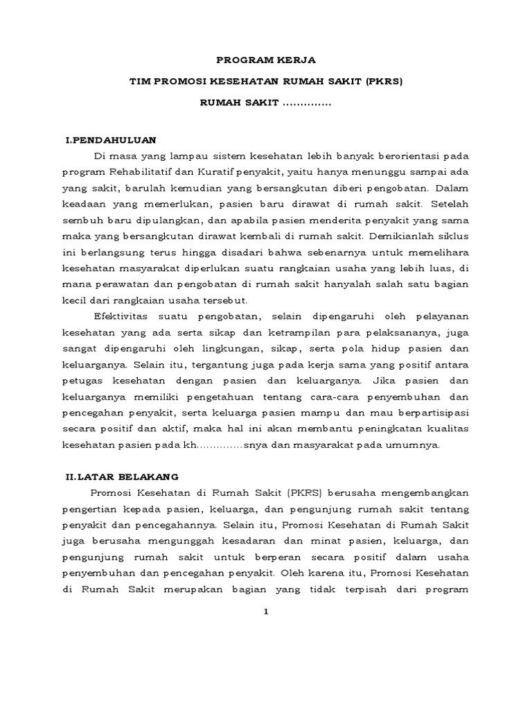 Contoh Program Kerja Pkrs | PDF