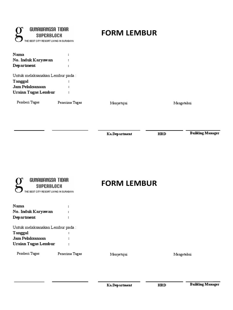 Form Lembur | PDF