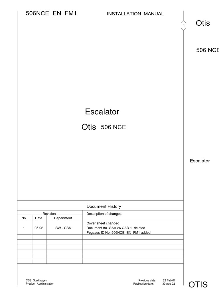 Escalator Otis: 506NCE - EN - FM1 | PDF | Escalator | Elevator