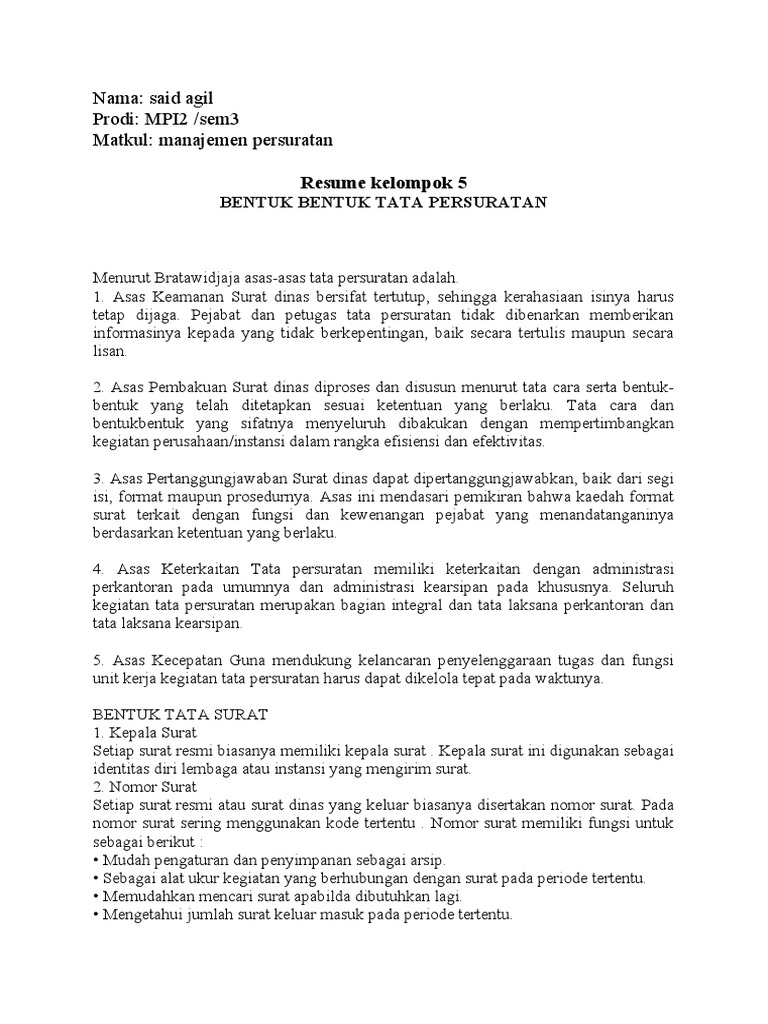 Tata Persuratan: Prinsip dan Format Resmi | PDF | Karier & Perkembangan