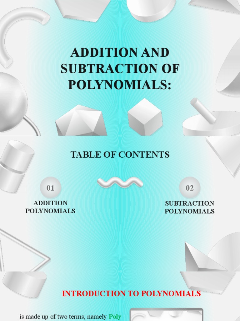Addition and Subtraction of Polynomials | PDF | Polynomial | Variable ...