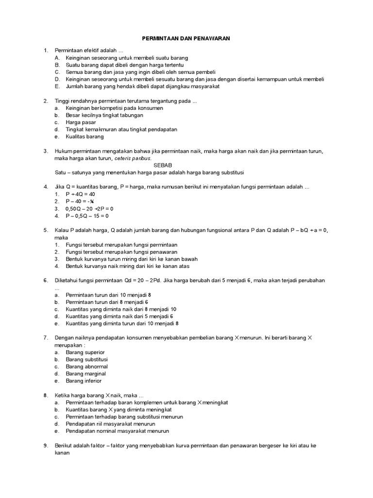 Permintaan Dan Penawaran | PDF | Pengelolaan Keuangan & Uang