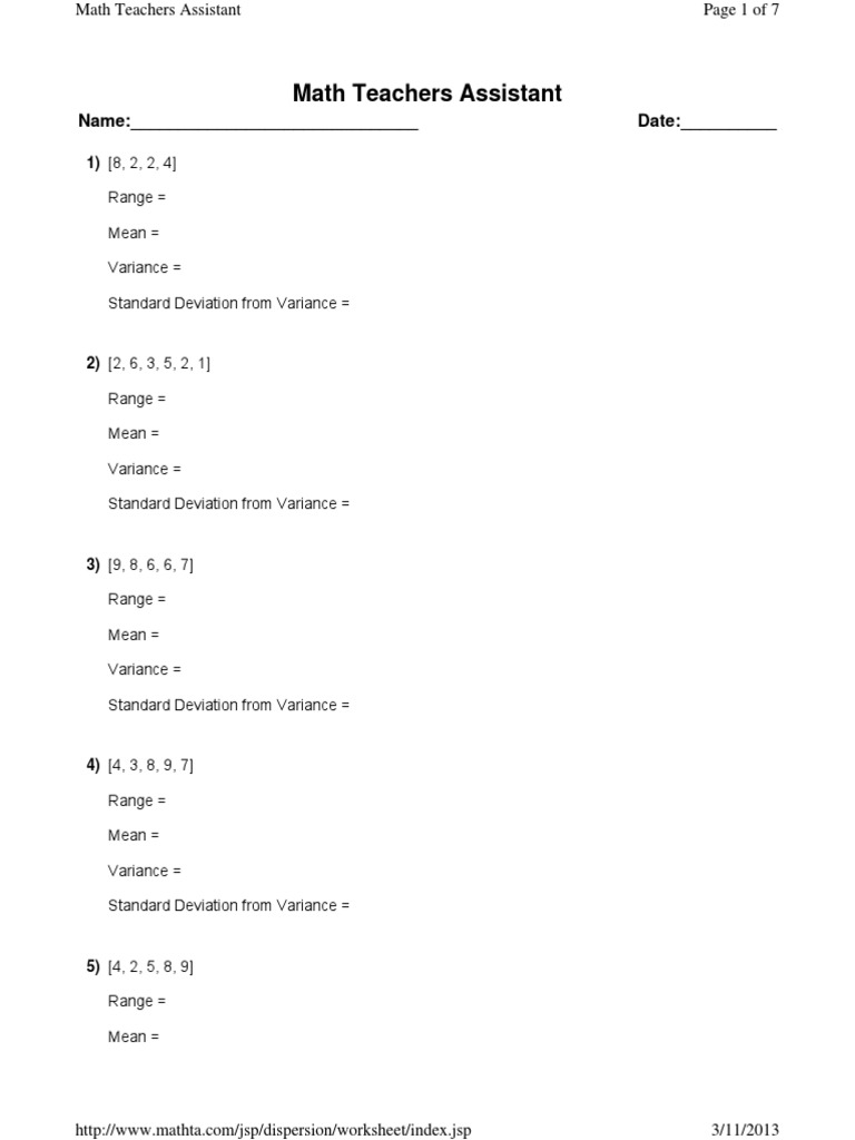 M3 S3-A2 Variance and Standard Deviation Practice With Answers | PDF ...