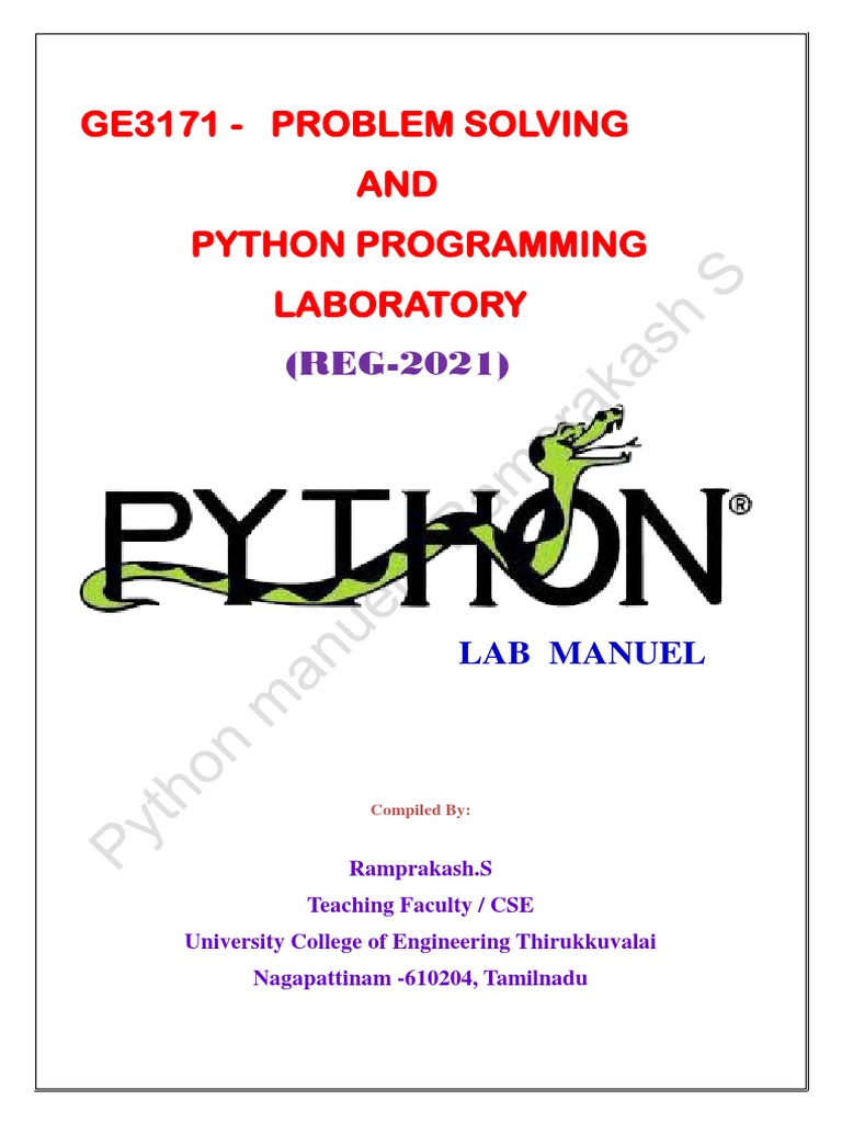 GE3171 - Python Manuel R2021 | PDF | Area | Computer File GE3171 - Python Manuel R2021 | PDF | Area | Computer File