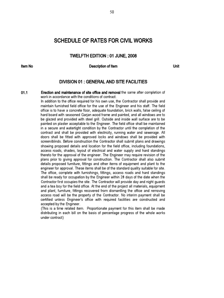 PWD Rate Schedule 2008 | PDF | Brick | Concrete