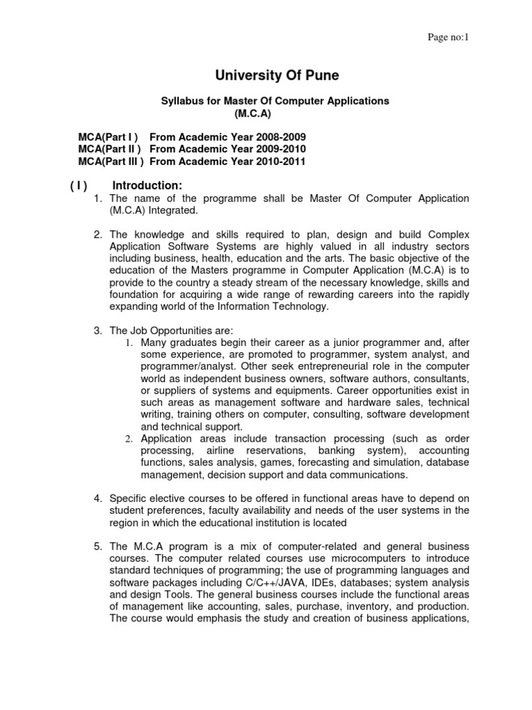 Mca Syllabus Pdf Pointer Computer Programming C Programming Language