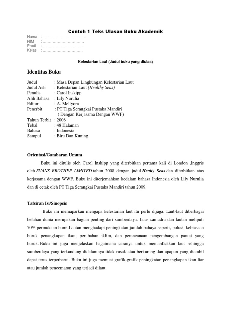Contoh 1 Teks Ulasan Buku Akademik | PDF